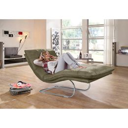 W.Schillig Relaxliege &raquo;daily dreams&laquo; in Waffelkissen-Optik, wahlweise mit Motor, Freischwingergestell gr&uuml;n Longlife Xtra-Leder Z69: Das feinnarbige, 