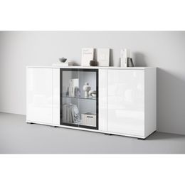 Home Affaire Sideboard &raquo;Caro, modernes Design mit Glaseins&auml;tzen, Breite 150 cm&laquo; 1 Stk. tlg. Grifflose Fronten mit Push-to-Open, h&ouml;henverstellbare 