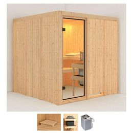 Karibu Sauna &raquo;Rodin&laquo; Set, Ofen 9 kW integr. Strg beige Saunaofen, integrierte Steuerung, 9 kW