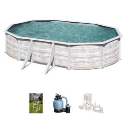 GRE Ovalpool &raquo;FINLANDIA&laquo; H&ouml;he: 120 cm, in versch. Gr&ouml;&szlig;en erh&auml;ltlich beige &Oslash;/B/H/L: 460cm x Breite 375cm x H&ouml;he 120cm x L&auml;nge 610cm, 20.890 l