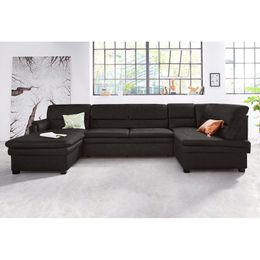 Sit & More sit&more Wohnlandschaft &raquo;Pisa U-Form&laquo; mit Federkern, wahlweise mit Schlaffunktion schwarz Flachgewebe (100% Polyester);Luxus-Microfaser1 (100% 