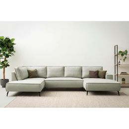 OTTO home Wohnlandschaft &raquo;TVINNU Leinenoptik, 354 cm&laquo; Recamiere rechts/links, schwarze Metallf&uuml;&szlig;e, bequeme Sitz-/Liegefl&auml;che B/H/T: 354cm x 83cm x 