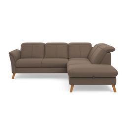 Sit & More sit&more Ecksofa &raquo;Romero L-Form&laquo; wahlweise mit oder ohne TV-Funktion, Schlaffunktion, Bettkasten braun 100% Polyester B/H/T: 250cm x 91cm x 220cm, 