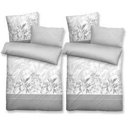 Biberna Wendebettw&auml;sche &raquo;Azra&laquo; 6 Stk. feiner Glanz + weicher Griff, pflegeleicht, als 3er- oder 6er-Set grau Satin, Obermaterial: 100% Baumwolle B/L: 155cm x 