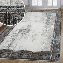 OTTO home Teppich &raquo;Aurellia, mit Rahmen&laquo; rechteckig 9 mm H&ouml;he im Vintage-Look, meliert, Bord&uuml;re, zeitlos, Wohnzimmer, Schlafzimmer Kunstfaser B : 