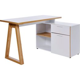 Jahnke Eckschreibtisch &raquo;CLUB C 130 E&laquo; Eckschreibtisch, wechselseitig montierbar, Breite 130 cm wei&szlig; B/H/T: 120cm x 76,2cm x 55cm, kerneiche/ wei&szlig;