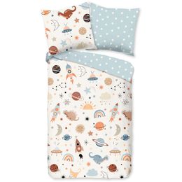 Good Morning Babybettw&auml;sche &raquo;Eclips&laquo; 2 Stk. Baumwolle, Renforc&eacute;, 2 Teilig, Wendeoptik, Kind, Baby, Junge blau Renforc&eacute;, Obermaterial: 100% Baumwolle B