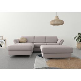 Sit & More sit&more Ecksofa &raquo;Apulia L-Form&laquo; wahlweise Schlaffunktion, Bettkasten und Kopf- und Armteilverstellung beige Webstoff (100% Polyester);Struktur weich 