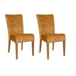 Home Affaire 4-Fu&szlig;stuhl (Set) 2 Stk.vertikale N&auml;hte in der R&uuml;ckenlehne orange Massivholz, Polyester B/H/T: 46cm x 93cm x 64cm, 2 Stk., Samtvelours, 