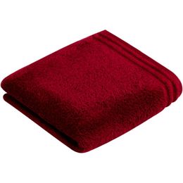 Vossen Badetuch &raquo;Calypso Feeling&laquo; mit schmaler Bord&uuml;re, aus 100% hochwerter Baumwolle, Vegan, einfarbig rot Walkfrottee, Obermaterial: 100% Baumwolle B/L: 