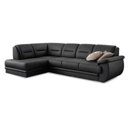 Sit & More sit&more Ecksofa &raquo;Mailand L-Form, B: 250 cm&laquo; optional Schlaffunktion,Ottomane,inkl 5 Jahre Herstellergarantie schwarz Luxus-Kunstleder;Kunstleder 