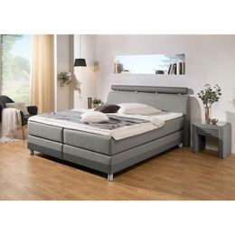 Home Affaire Boxspringbett &raquo;Rocklin&laquo; in H2, H3 oder H4 erh&auml;ltlich grau Kunstleder Struktur (100% Polyester), Liegefl&auml;che B/L: 160cm x 200cm, Gewicht 