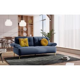 Sit & More sit&more 2-Sitzer &raquo;Orient 1&laquo; inkl. 2 Zierkissen mit Strass-Stein, goldfarbene Metallf&uuml;&szlig;e blau 100% Polyester B/H/T: 198cm x 88cm x 93cm, Samtoptik