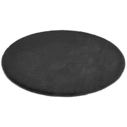 LUXOR living Fellteppich &raquo;Novara&laquo; rund 30 mm H&ouml;he Kunstfell, Kaninchenfell-Haptik, besonders weicher Hochflor grau Kunstfaser &Oslash; 80cm 1 Stk., 30mm, &Oslash; 