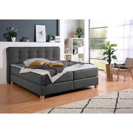 Home Affaire Boxspringbett inklusive Komfortschaum-Topper grau Liegefl&auml;che B/L: 160cm x 200cm, Gewicht bis: 80 kg + 80 kg H2 + H2, 7-Zonen-
