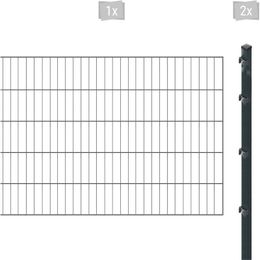 Arvotec Einstabmattenzaun &raquo;ESSENTIAL 100 zum Aufschrauben&laquo; Zaunh&ouml;he 100 cm, Zaunl&auml;nge 2 - 60 m grau Kunststoff, Stahl H/L: 100cm x 2m, Pfosten: 2 Stk.