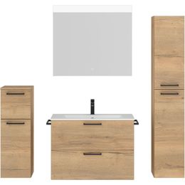 Nobilia Badm&ouml;bel-Set &raquo;Tolvina&laquo; vormontiert, mit Soft-Close, 4 Stk. tlg. braun B/H/T: 160cmcm x 169cmcm x 48,7cmcm, Griffe schwarz