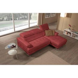 Egoitaliano Ecksofa &raquo;Soul, Design und Sitzkomfort auf hohem Niveau, tolle Details, L-Form&laquo; mit Recamiere, inkl. Kopfteilverstellung rot Luxus-Micofaser Lederoptik