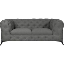 Home Affaire Chesterfield-Sofa &raquo;Amaury&laquo; aufw&auml;ndige Knopfheftung, moderne Chesterfield Optik, Fu&szlig;farbe w&auml;hlbar grau Struktur (100% Polyester9;Samtoptik