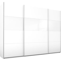 Rauch Schwebet&uuml;renschrank &raquo;Quadra Schrank Schlafzimmerschrank in vielen Breiten&laquo; Kleiderschrank Garderobenschrank mit Glaselementen wei&szlig; Holzwerkstoff
