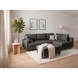 Collection AB Ecksofa &raquo;Toni L-Form 274 cm&laquo; Set: Sofa & Hocker, 2 Zierkissen, Bonell-Federkern grau 100%Polyester B/H/T: 274cm x 44cm x 184cm, Struktur