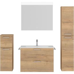 Nobilia Badm&ouml;bel-Set &raquo;Tolvina&laquo; vormontiert, mit Soft-Close, 4 Stk. tlg. braun B/H/T: 160cmcm x 169cmcm x 48,7cmcm, Griffe edelstahlfarbig