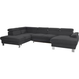 COTTA Wohnlandschaft &raquo;Komaris U-Form, B: 320 cm&laquo; mit Kopfteilverstellung, optional Schlaffunktion, Bettkasten & Licht schwarz Microfaser PRIMABELLE (