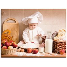 Artland Wandbild &raquo;K&uuml;che Junge Kind Backen&laquo; 1 Stk. tlg. als Alubild, Leinwandbild, Poster in verschied. Gr&ouml;&szlig;en braun B/H/T: 40cm x 30cm, Leinwandbild 