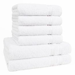 HAMMETEX Handtuch Set &raquo;6-teiliges Handtuch Set, 100% Baumwolle, Weich & Saugstark&laquo; Set 6 Stk. Frottier mit Bord&uuml;re, einfarbig, weich wei&szlig; Frottier, 