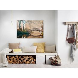A.S. Cr&eacute;ation Leinwandbild &raquo;Park Bridge&laquo; Kunst Wald 1 Stk. tlg. Bild mit Br&uuml;cke Keilrahmen Leinwand-Bild Wohnzimmer modern Wandbild bunt Massivholz, Stahl B/H/T: 