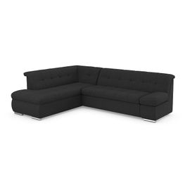 DOMO collection Ecksofa &raquo;MONA 271x213 cm, modern und komfortabel&laquo; whlw. mit Bett- und Armlehnfunktion, L-Form grau Struktur fein 100% Polyester;