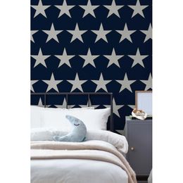 next Vliestapete &raquo;STARS Blau Vliestapete 10mx52cm&laquo; glatt Sterne Marine 10mx52cm Vlies B/L: 0,52m x 10m, Rollen: 1