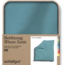 Schlafgut Bettbezug &raquo;Woven Satin&laquo; besonders dicht gewebt, Mix & Match: passender Kissenbezug erh&auml;ltlich blau Mako-Satin, Obermaterial: 100% Baumwolle B/L: 200cm