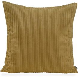 HOCK Dekokissen &raquo;Precious Cord&laquo; leicht schimmernde unterschiedlich gro&szlig;e L&auml;ngsstreifen im Retro Style gelb Polyester B/L: 70cm x 70cm, 1 Stk.