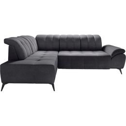Home Affaire Ecksofa &raquo;Lazio modern und bequem, schmale Armlehnen, tolle Detailverarbeitung&laquo; grau 100% Polyester B/H/T: 272cm, Microfaser, Ottomane 