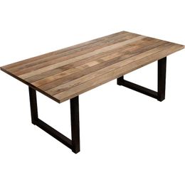 M&ouml;bilia Esstisch &raquo;Aletsch&laquo; gefertigt aus unbehandeltem Holz, recyceltes Ger&uuml;stholz schwarz Platte Fichte/Tanne, Gestell Metall B/H/T: 220cm x 77cm x 100cm, 