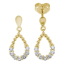 Firetti Damen Paar Ohrstecker &raquo;Schmuck Geschenk Gold 333 Ohrschmuck Tropfen Kreis Kugeln&laquo; mit Zirkonia (synth.) gold Gelbgold 333