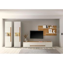 Home Affaire Wohnwand &raquo;City/Giron, moderne Anbauwand, Komplettset in vielen Farben verf&uuml;gbar&laquo; Set, 4 Stk. tlg. wei&szlig; Holzwerkstoff B/H/T: 400cmcm x 