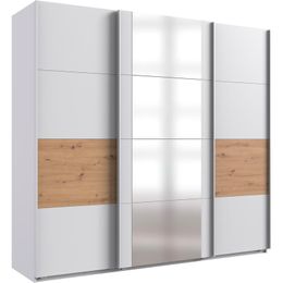 wimex Schwebet&uuml;renschrank &raquo;Barmbek Schlafzimmerschrank Garderobenschrank&laquo; Kleiderschrank mit 2 Stoffboxen und 2 zus&auml;tzlichen B&ouml;den, Spiegelt&uuml;r wei&szlig; 