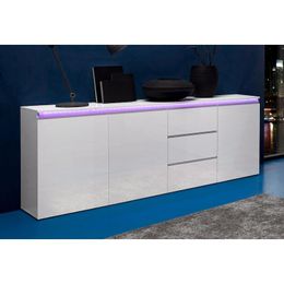 Home Affaire Sideboard &raquo;Magic, Kommode, Schrank, Stauraumschrank&laquo; mit 3 T&uuml;ren und 3 Schubk&auml;sten Hochglanz lackiert (B/T/H) 200x40x81 cm wei&szlig; B/H/T: 