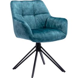 Home Affaire Drehstuhl &raquo;Soller&laquo; (Set) 2 Stk.Luxus-Microfaser Bezug, 180 &deg; drehbar, Metallgestell blau B/H/T: 63cm x 82cm x 60cm, 2 Stk., Luxus-