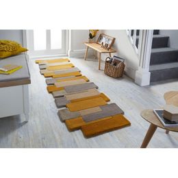 FLAIR RUGS L&auml;ufer &raquo;Abstract Collage, 100% Wolle, Karo Design,&laquo; rechteckig 11 mm H&ouml;he Patchwork, modern, mehrfarbig, L&auml;ufer, Wohnzimmer, Flur, 