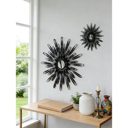 OTTO home Wanddekoobjekt &raquo;Sonne, im 2er Set: 35 und 46cm&laquo; Wanddekoration aus Metall mit kleinem Spiegel in der Mitte schwarz Metall B/H/T: 4cm