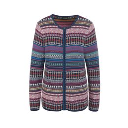 GOLDNER Damen Strickjacke "Kurzgr&ouml;&szlig;e Jacquardjacke mit Ringelmuster", bunt, Gr. 23, Obermaterial: 100% Baumwolle CO., Strickjacken, Hochwertiger