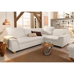 Home Affaire Ecksofa &raquo;Lyla fester Sitzkomfort, bequeme Armlehnen, Breite 275cm, L-Form&laquo; wahlweise mit R&uuml;ckenfunktion und Bettfunktion beige Luxus-