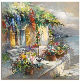 Artland Leinwandbild &raquo;Veranda am See&laquo; Garten 1 Stk. tlg. auf Holzrahmen gespannt grau Leinwand B/H/T: 70cm x 70cm, Leinwandbild Garten quadratisch, 1 Stk.