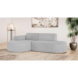 OTTO home Ecksofa &raquo;ADELLA XL Design-Sofa mit Recamiere rechts/links, 263/159/76 cm&laquo; L-Form XL mit Wellenunterfederung, runde Form, auch in Cord grau 