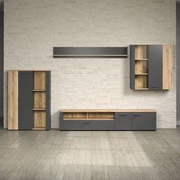 Home Affaire Wohnwand &raquo;Estepona&laquo; Komplett-Set, 4 Stk. tlg. grau Holzwerkstoff B/H/T: 348cmcm x 200cmcm x 41cmcm