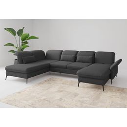 Sit & More sit&more Wohnlandschaft &raquo;Emely, inkl. Sitztiefenverstellung&laquo; wahlweise mit Schlaffunktion,Bettkasten,Kopf- & Armteilverstellung grau 95%Polyester, 5% 