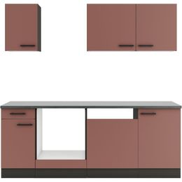 Optifit K&uuml;chenzeile &raquo;Palma&laquo; Breite 210 cm, wahlweise mit E-Ger&auml;ten, seitenverkehrt stellbar rot B/H/T: 210cm x 60cm, ohne E-Ger&auml;te